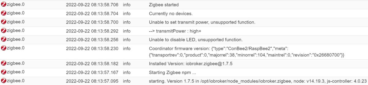 ioBroker Protokoll Start zigbee Adapter ConBee II | Smarthomejetzt - Die Seite für den Einstieg ...